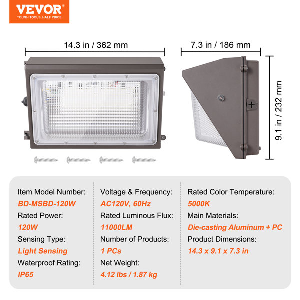 VEVOR LED Wall Pack Lights 120W 240 - Head LED Hardwired Dusk to Dawn ... VEVOR LED Wall Pack Lights 120W 240 - Head LED Hardwired Dusk to Dawn ...